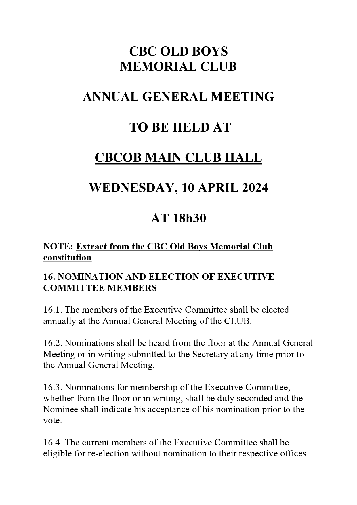 AGM Notice 2024 - CBC Old Boys Memorial Club